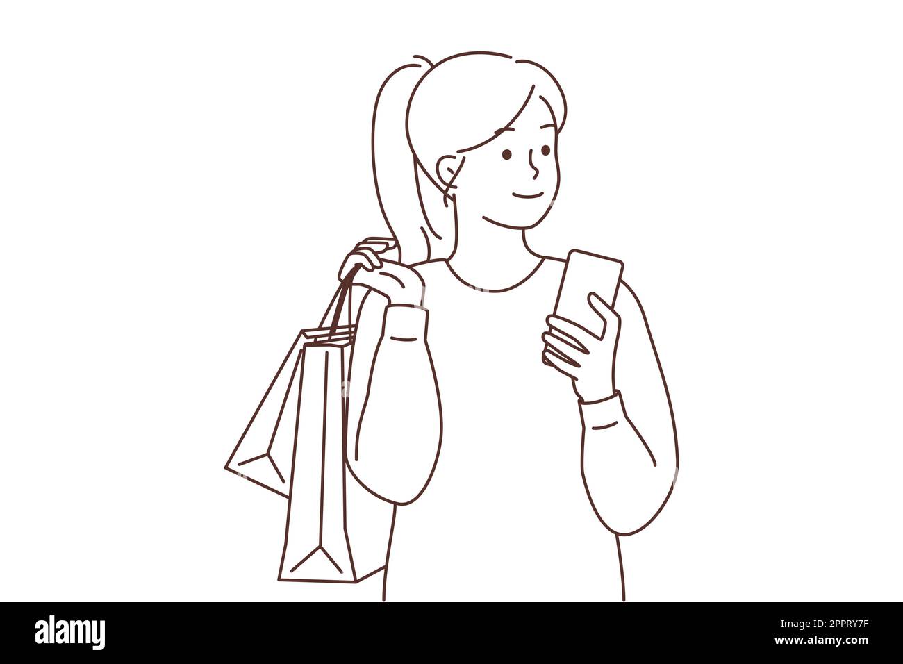 Happy girl woman buyer Stock Vector Images - Alamy