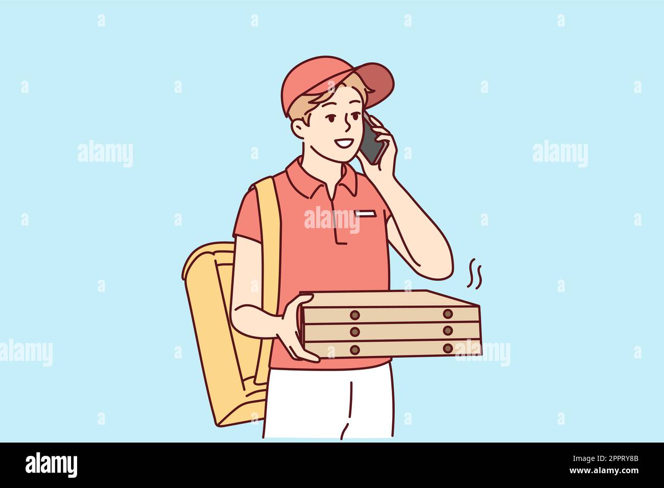 Deliveryman with pizza boxes calling client Stock Vector Image & Art ...