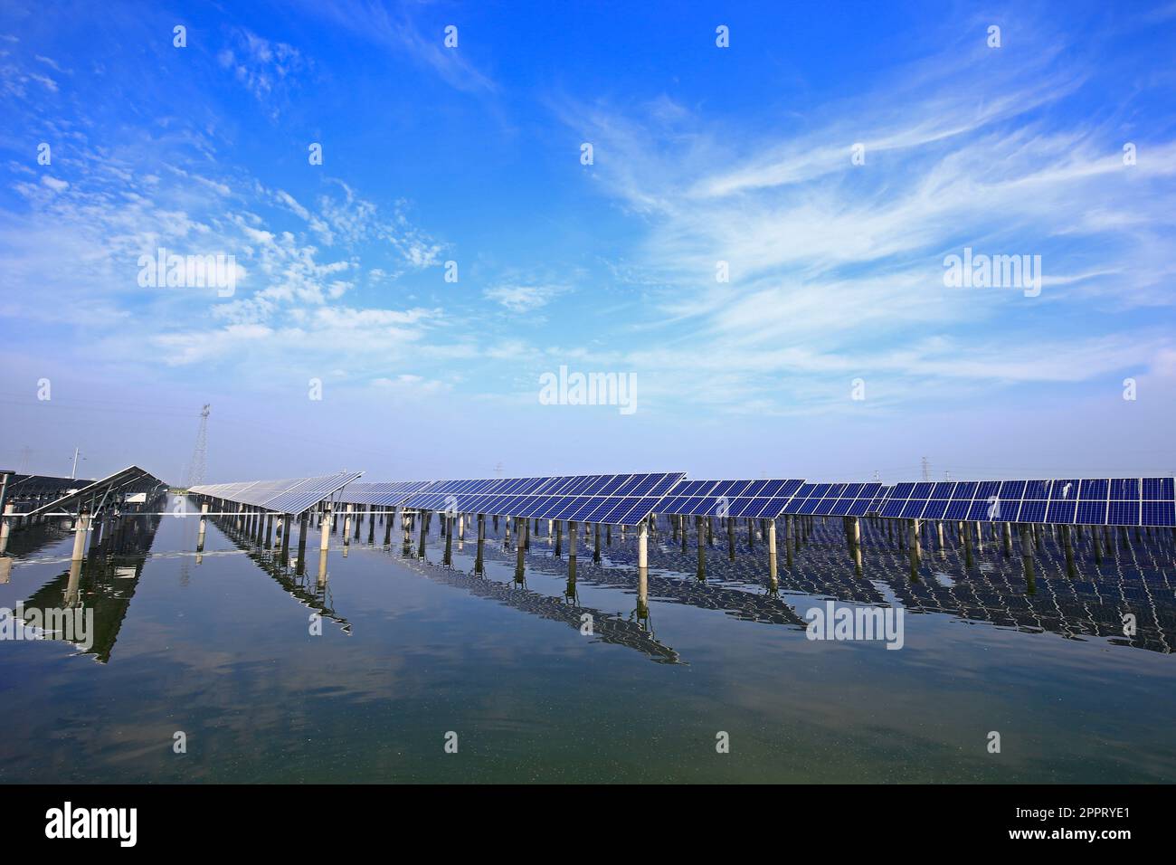Solar panels on the water Stock Photo - Alamy