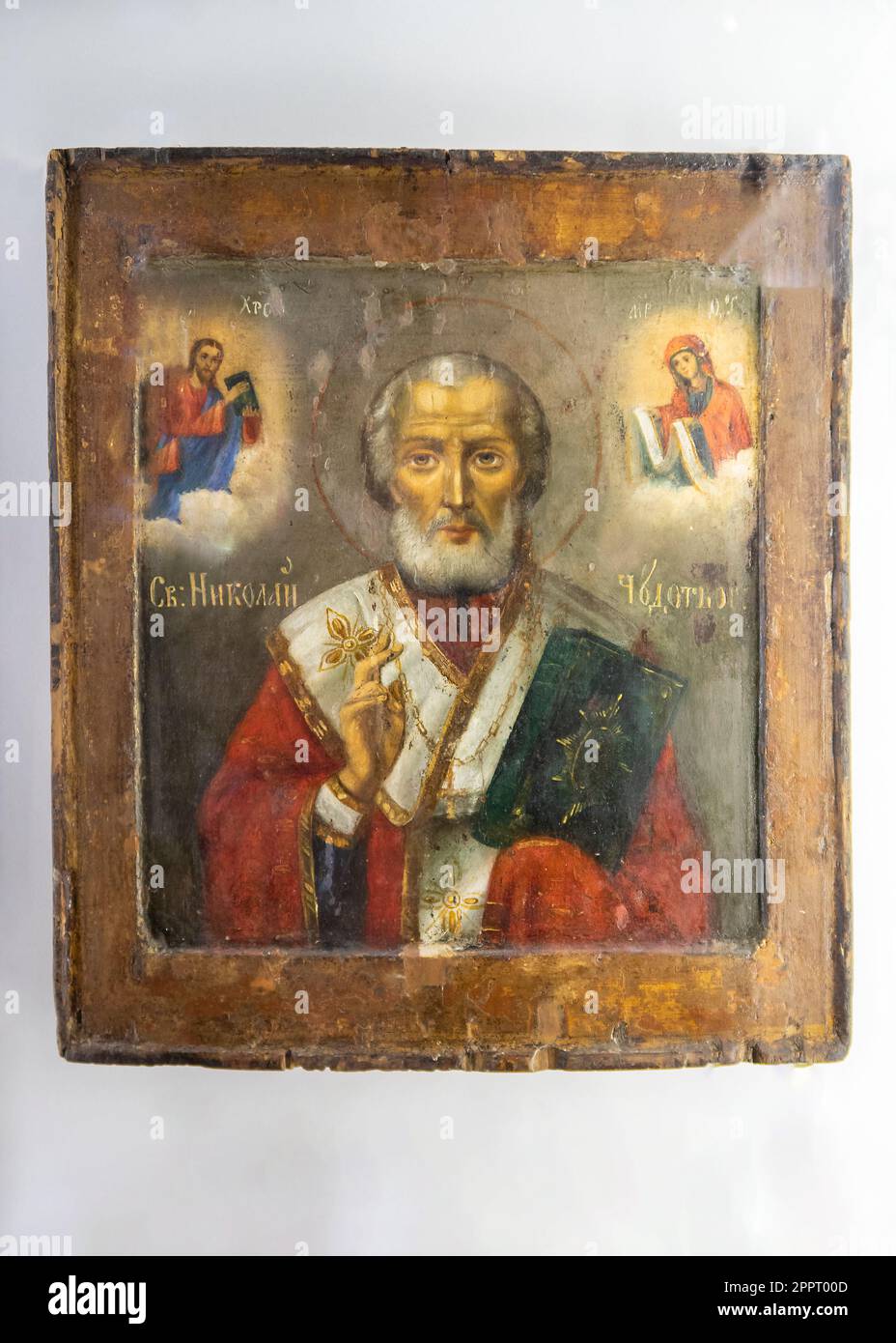 St. Nicholas the Wonderworker on the icon of the 19th century Stock ...