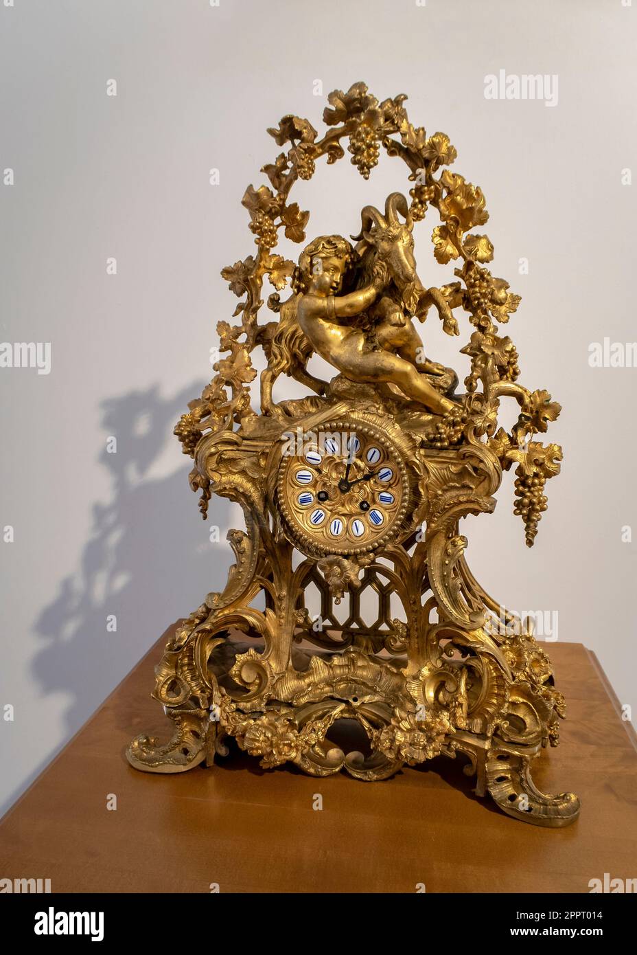 Bronze table clock made in the 19th century in Western Europe Stock ...