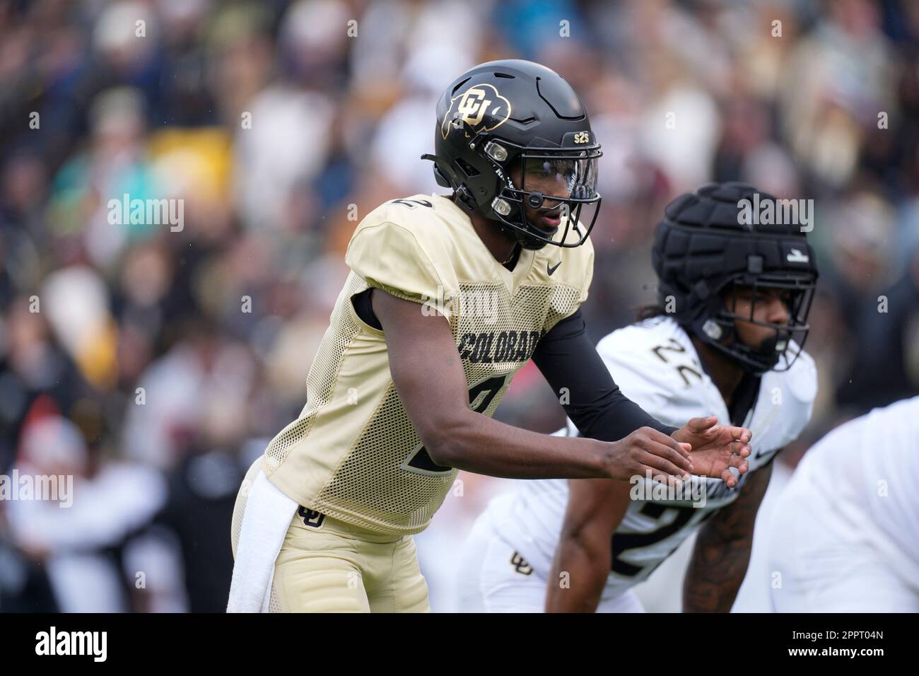 Colorado quarterback Shedeur Sanders (2) in the first half of the team ...