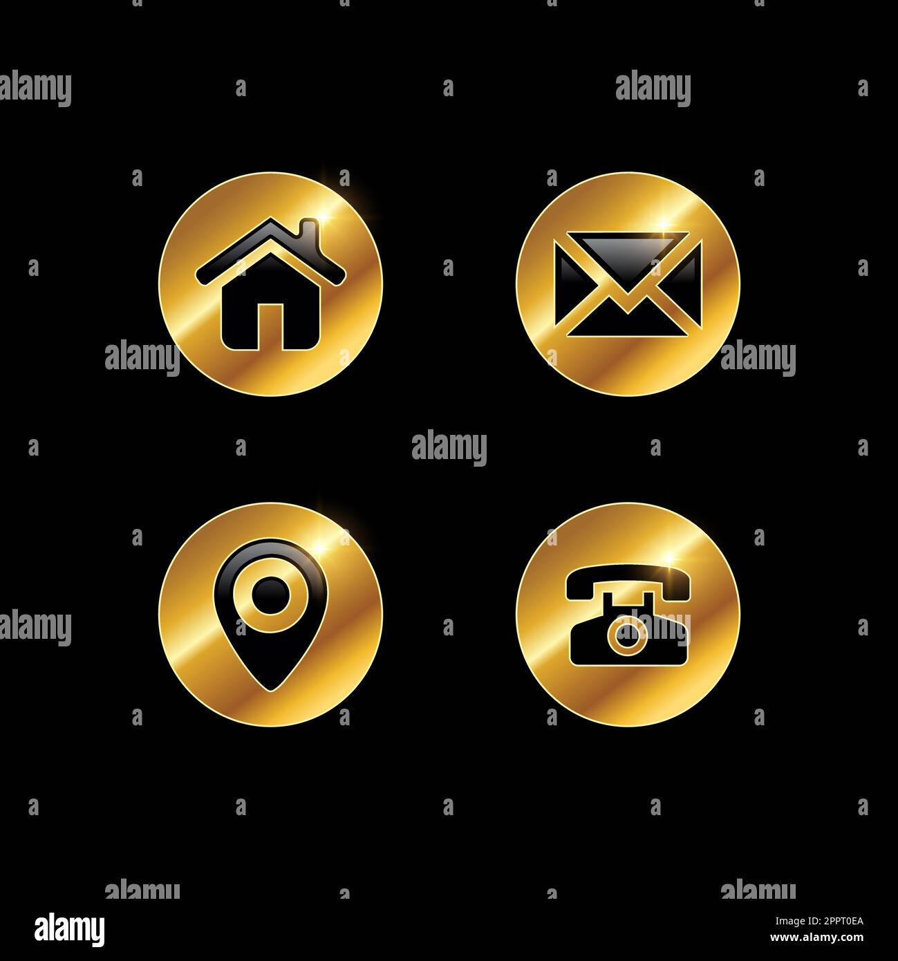 golden vector icon set golden communication icons mobile-phone envelope ...