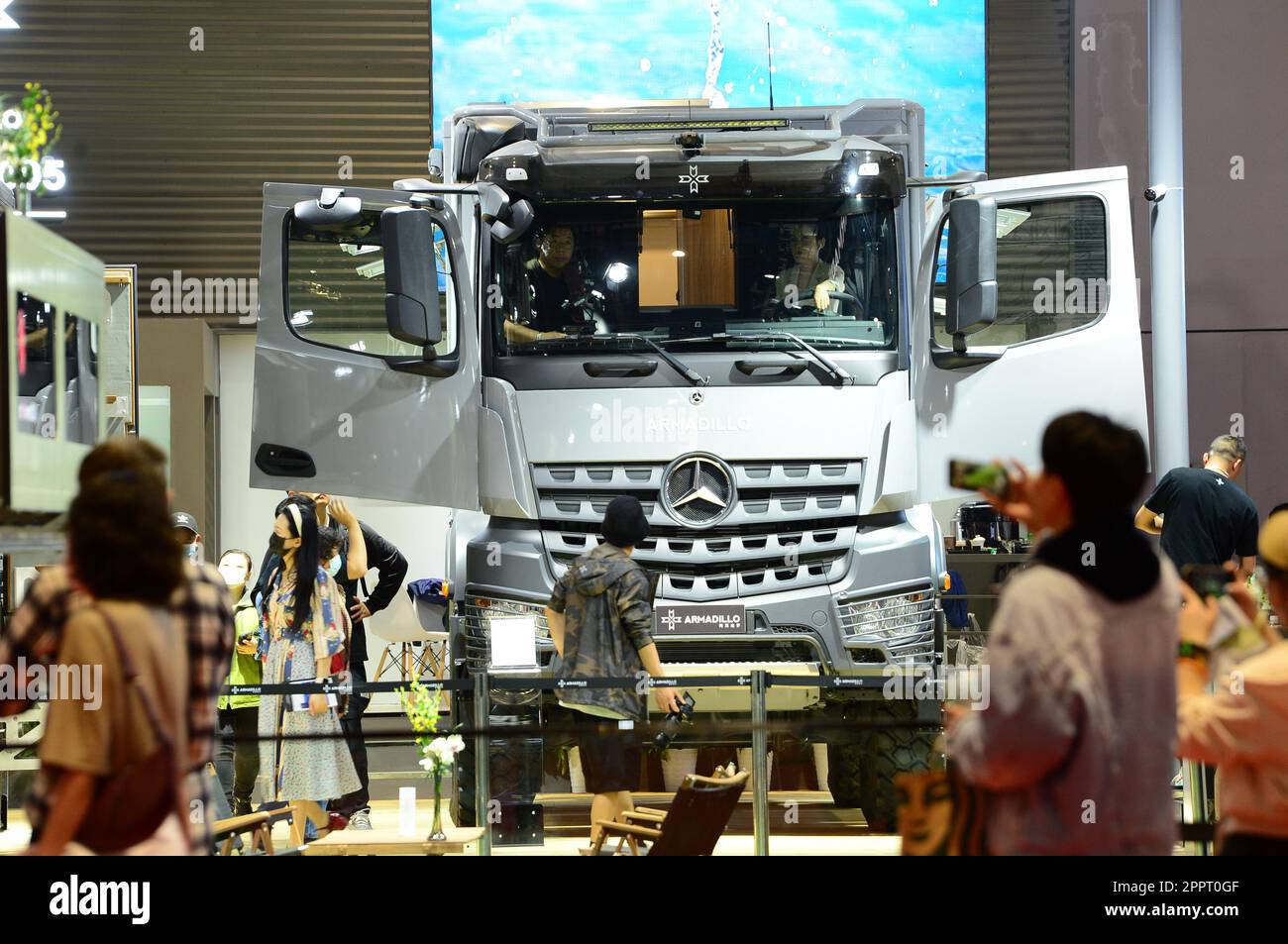SHANGHAI, CHINA - APRIL 21, 2023 - Visitors look at the display of an ...