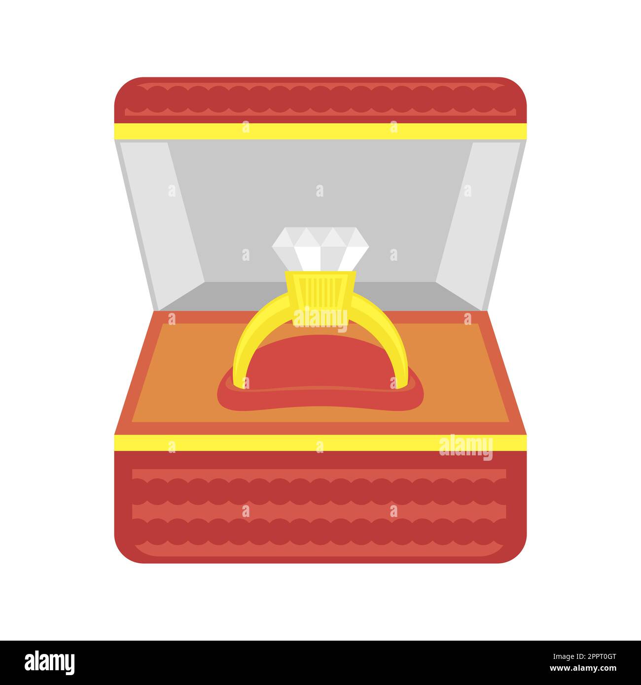 Open Ring Box with Gold Ring and Diamond Isolated on White Background ...