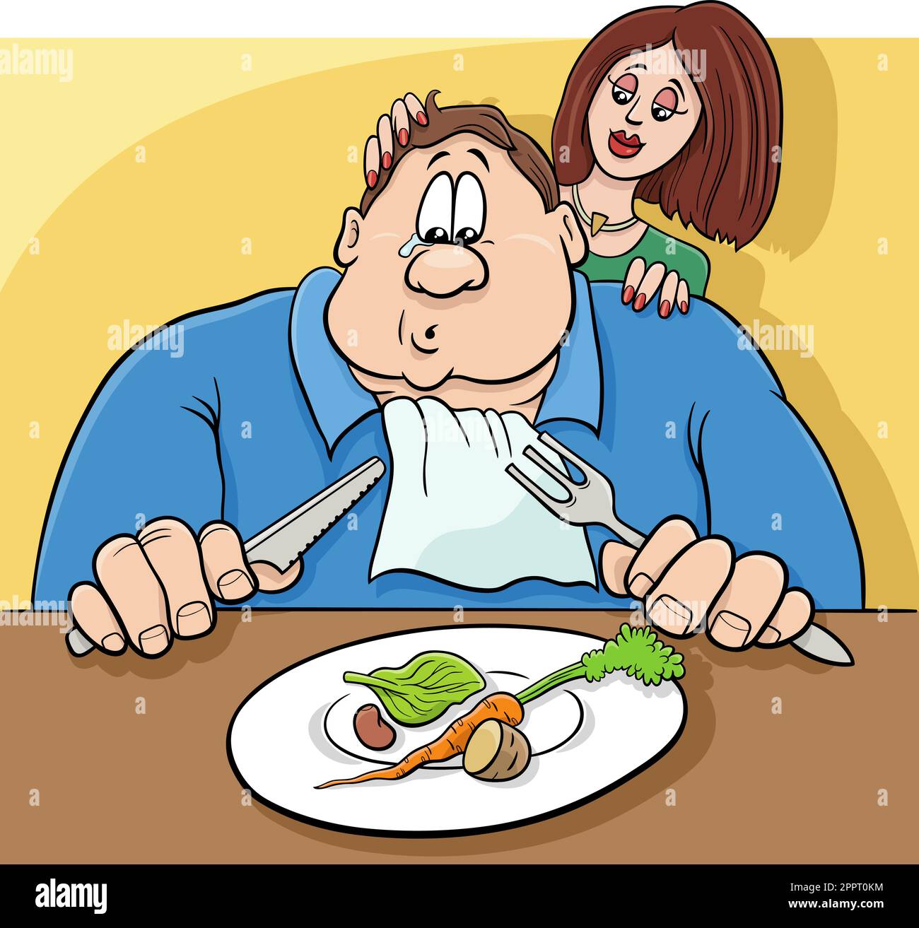 cartoon sad man on a diet humorous illustration Stock Vector Image ...