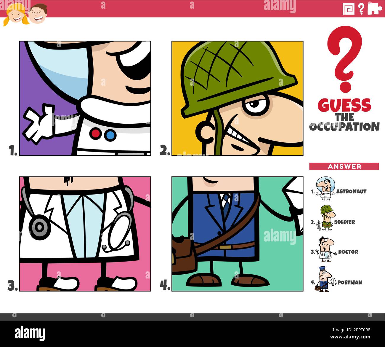 guess the occupation cartoon educational task for children Stock Vector ...