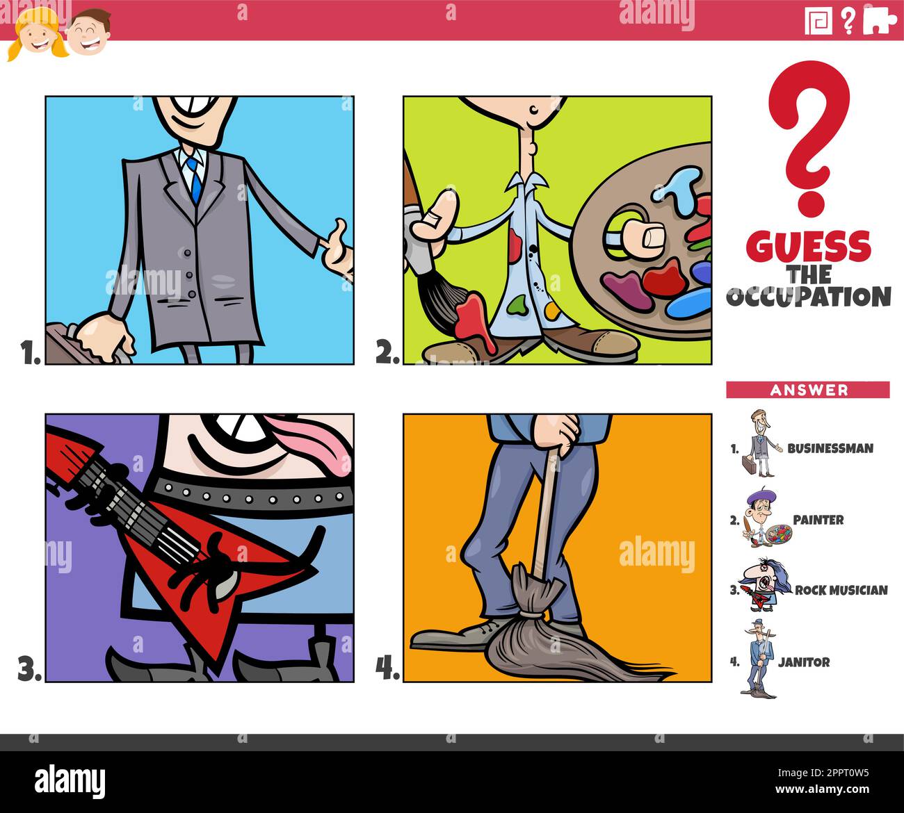 guess the occupation cartoon educational game Stock Vector Image & Art ...