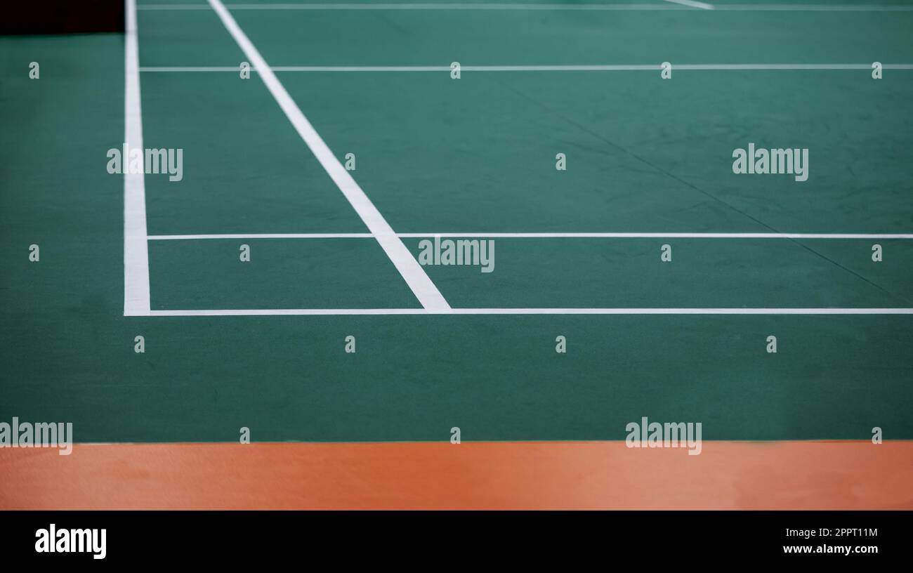 Indoor badminton court, selective focus Stock Photo - Alamy