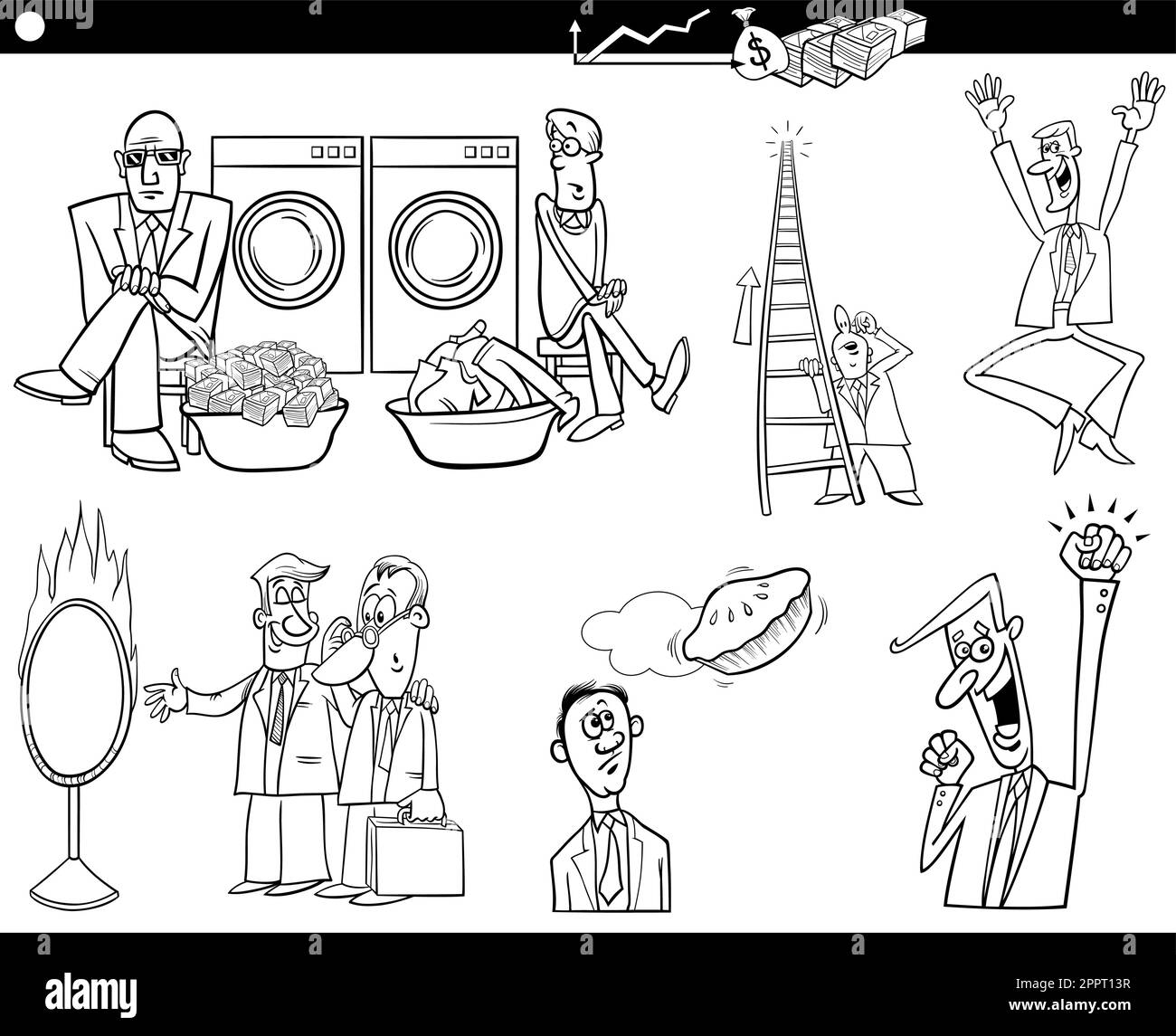 black and white cartoon business concepts and people set Stock Vector ... black and white cartoon business concepts and people set Stock Vector ...
