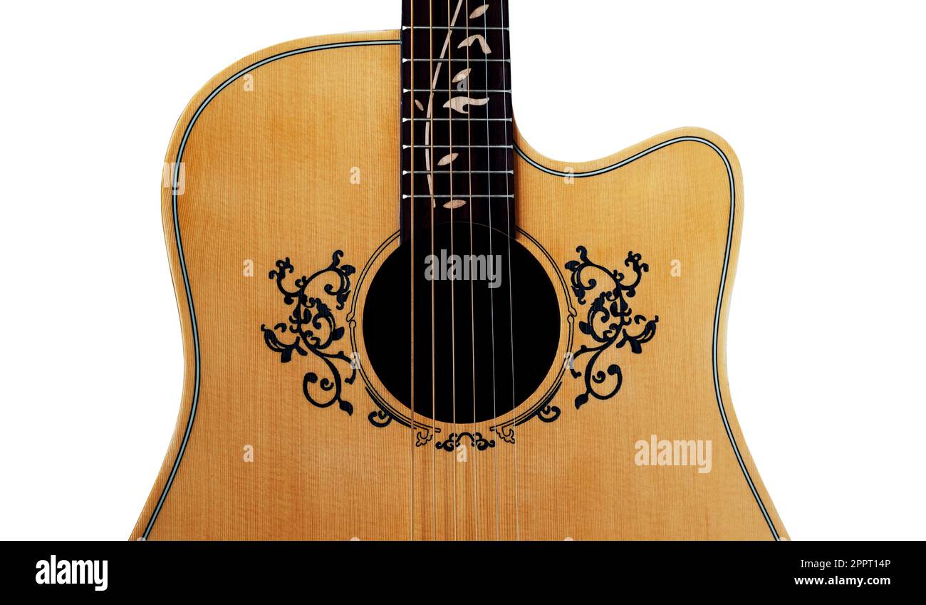 inlay and soundhole of guitar , Flower Inlay on Fingerboard around ...