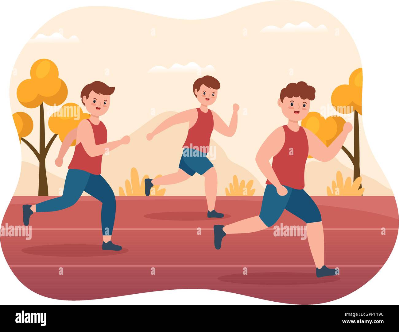 Running Racing Template Hand Drawn Cartoon Flat Illustration People ...