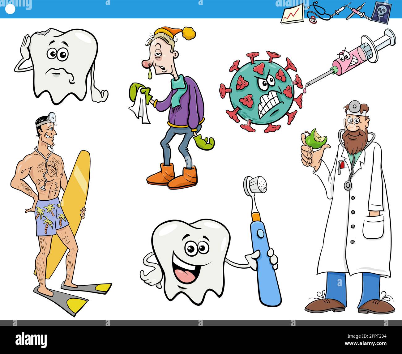 Cartoon characters doctor sick man hi-res stock photography and images ...