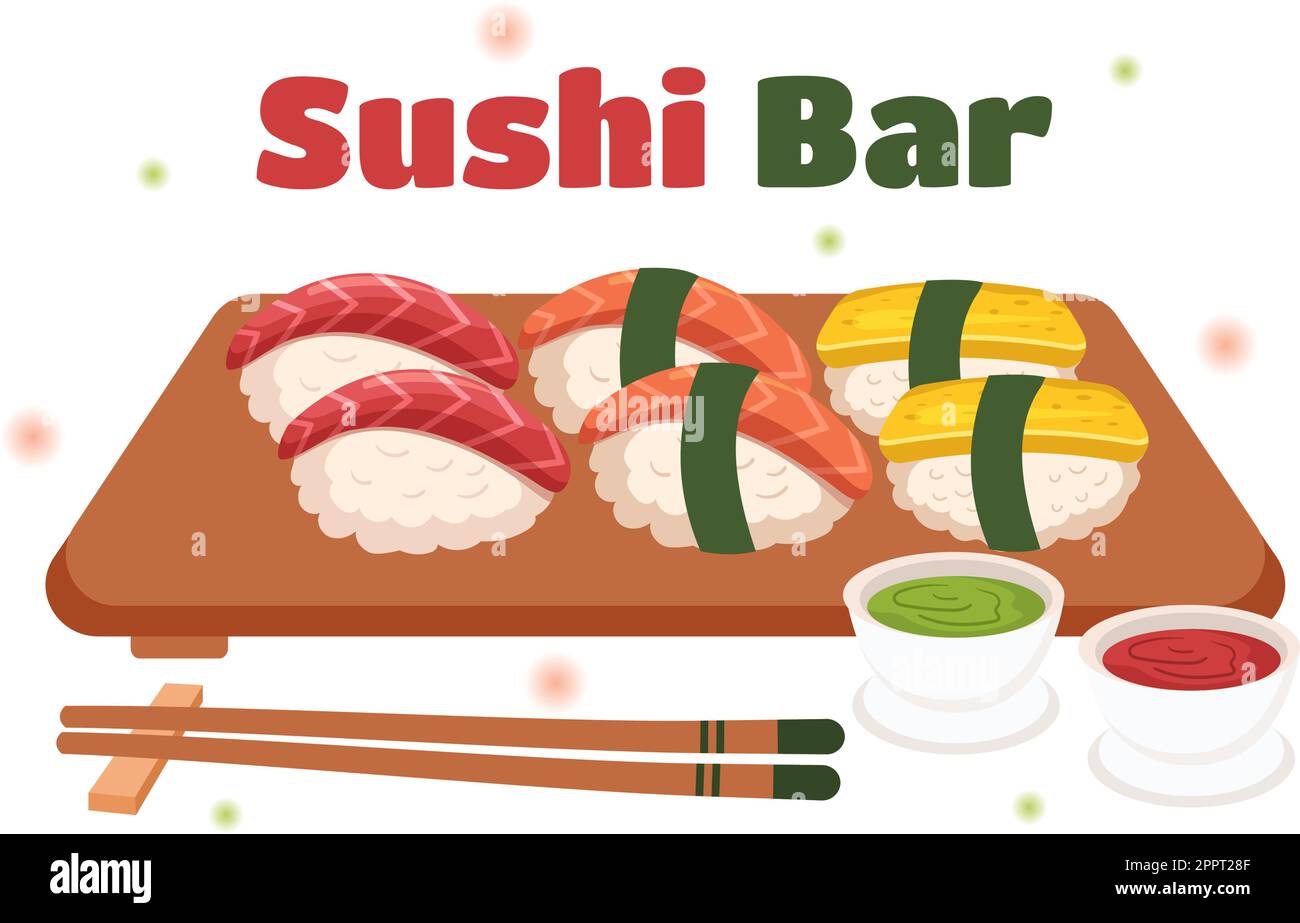 Sushi Bar Japan Asian Food or Restaurant of Sashimi and Rolls for ...