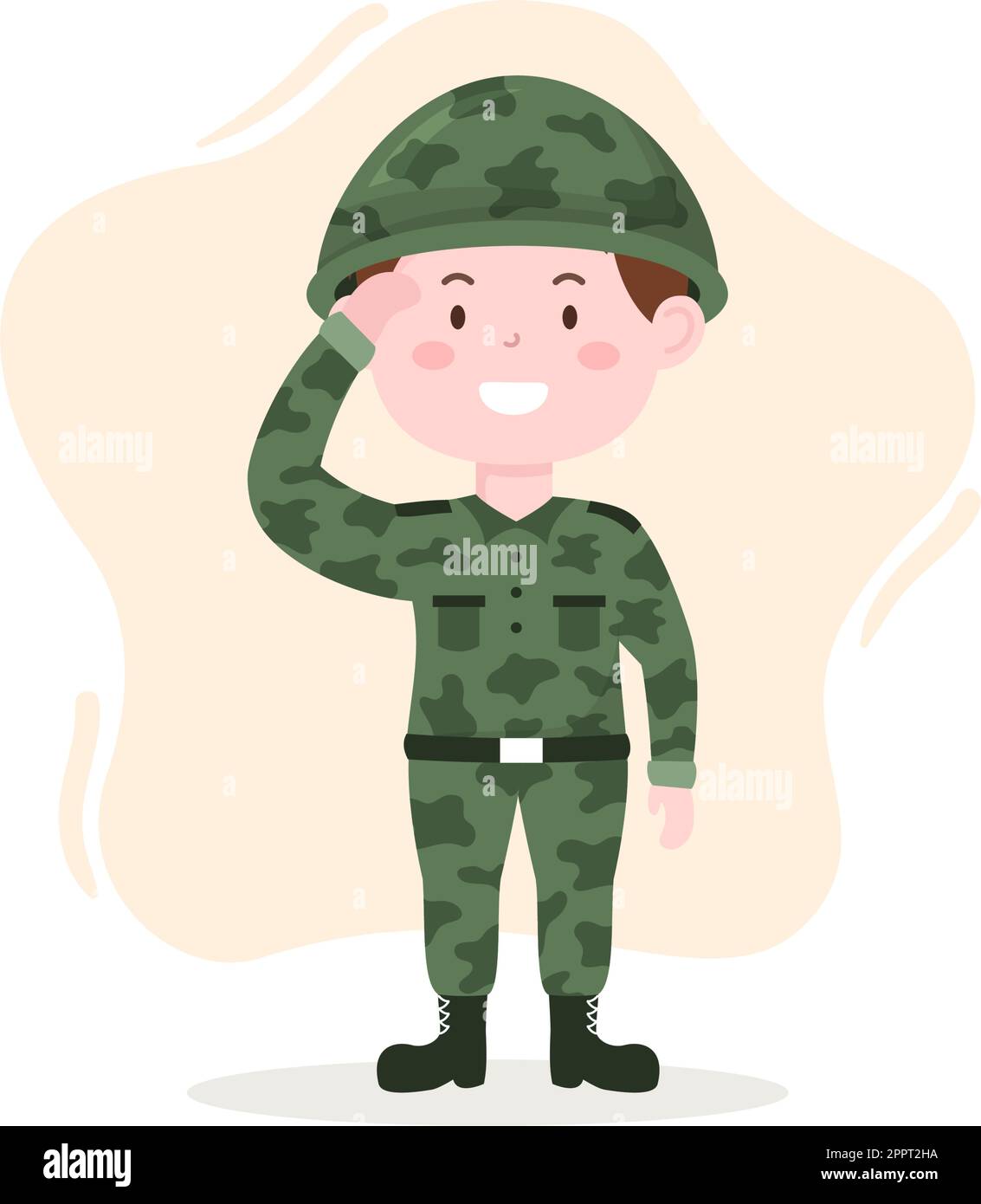Military Army Force Template Hand Drawn Cute Cartoon Flat Illustration ...
