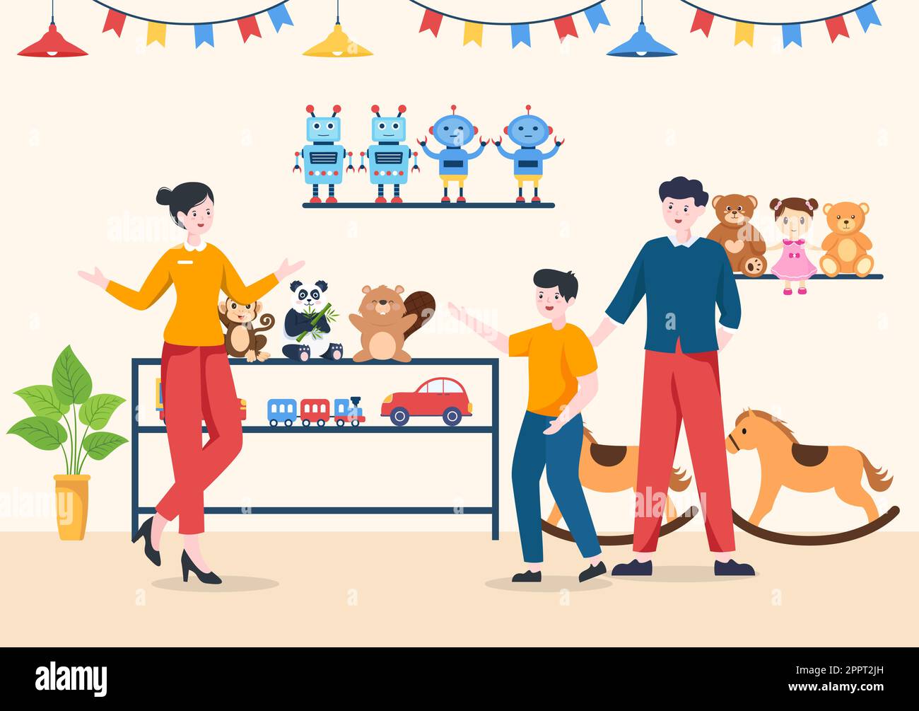 Kids Shop Building Template Hand Drawn Cartoon Flat Style Illustration ...