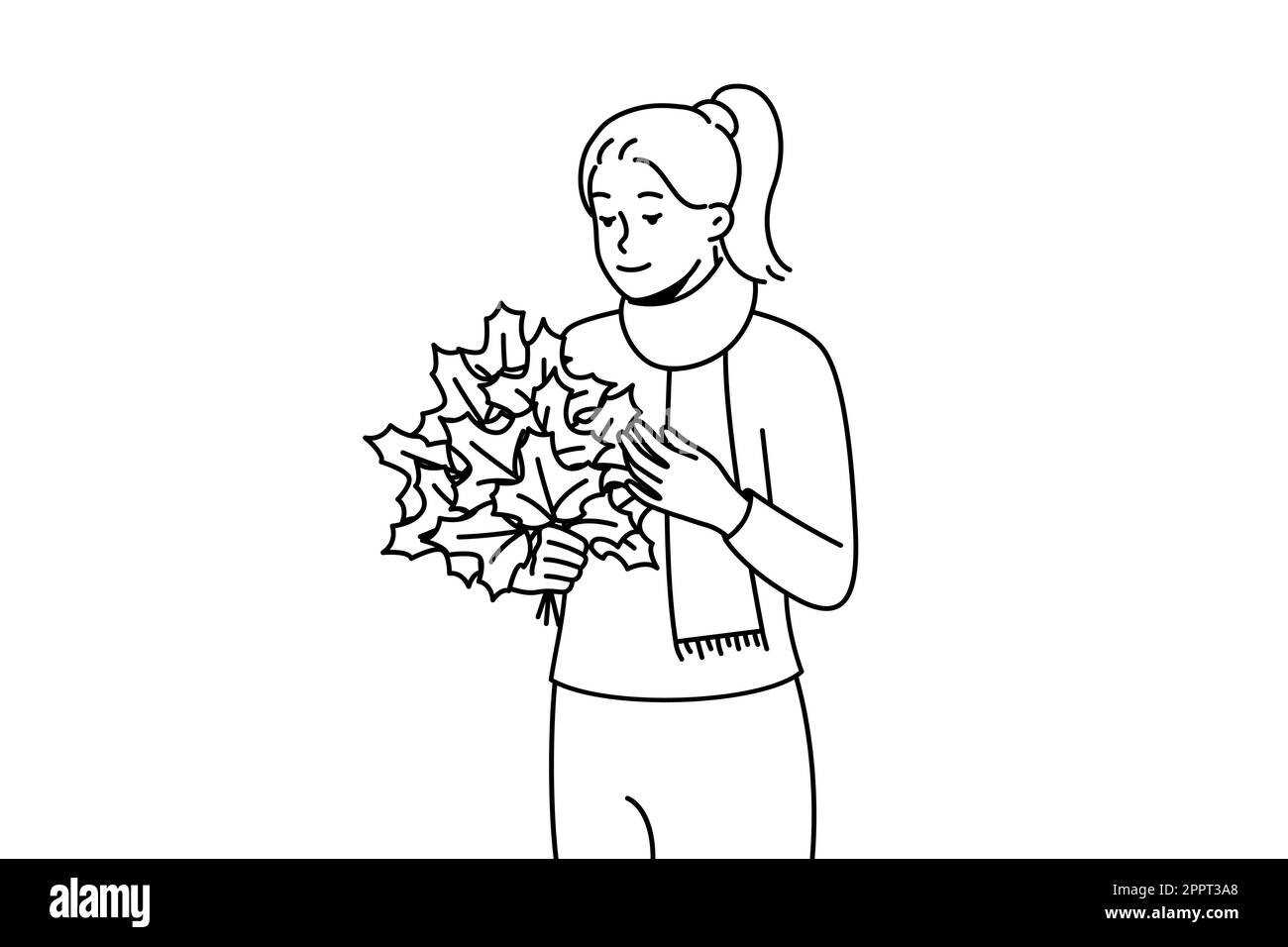 Happy woman in fall park Stock Vector Images - Alamy