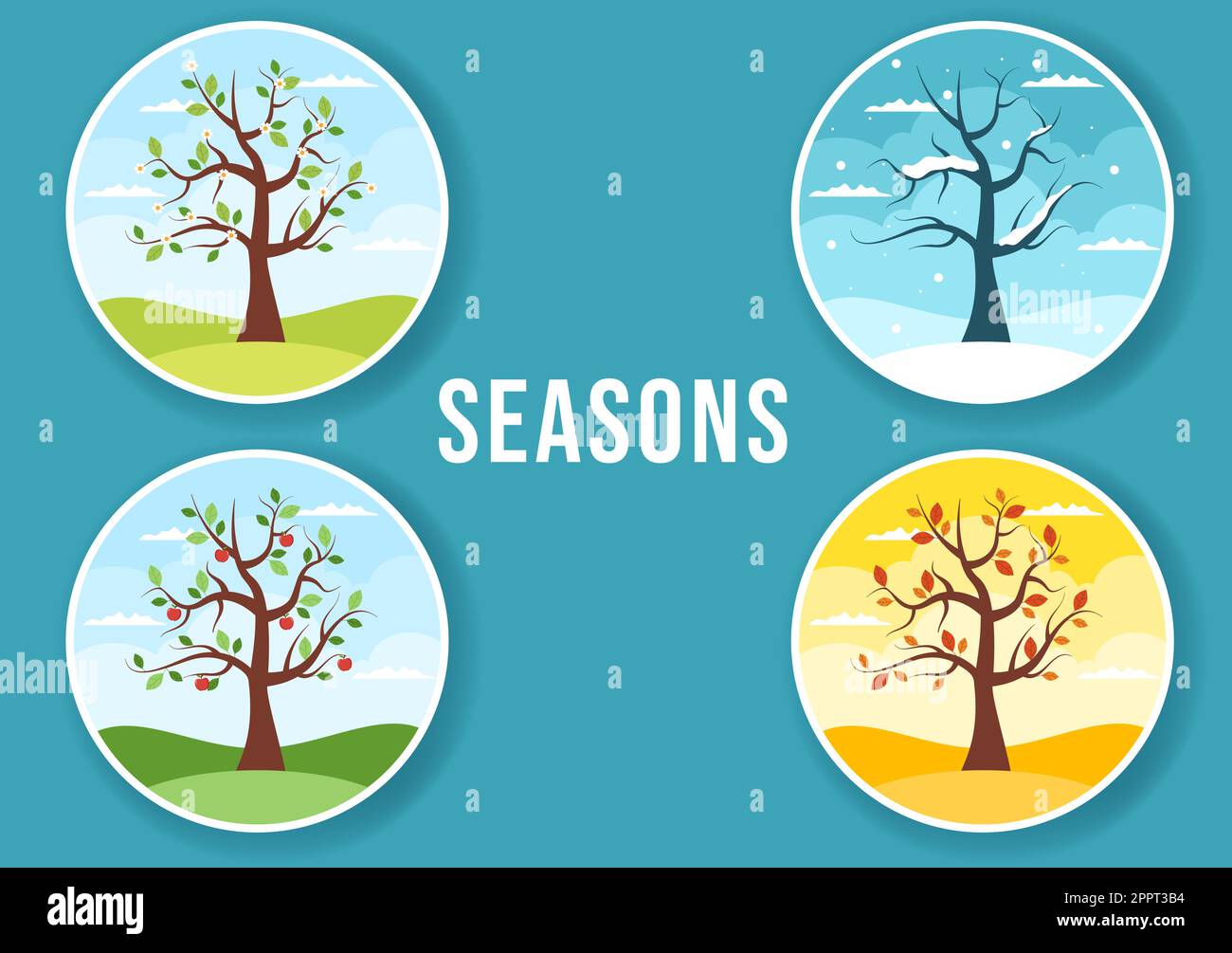 Scenery of the Four Seasons of Nature with Landscape Spring, Summer ...