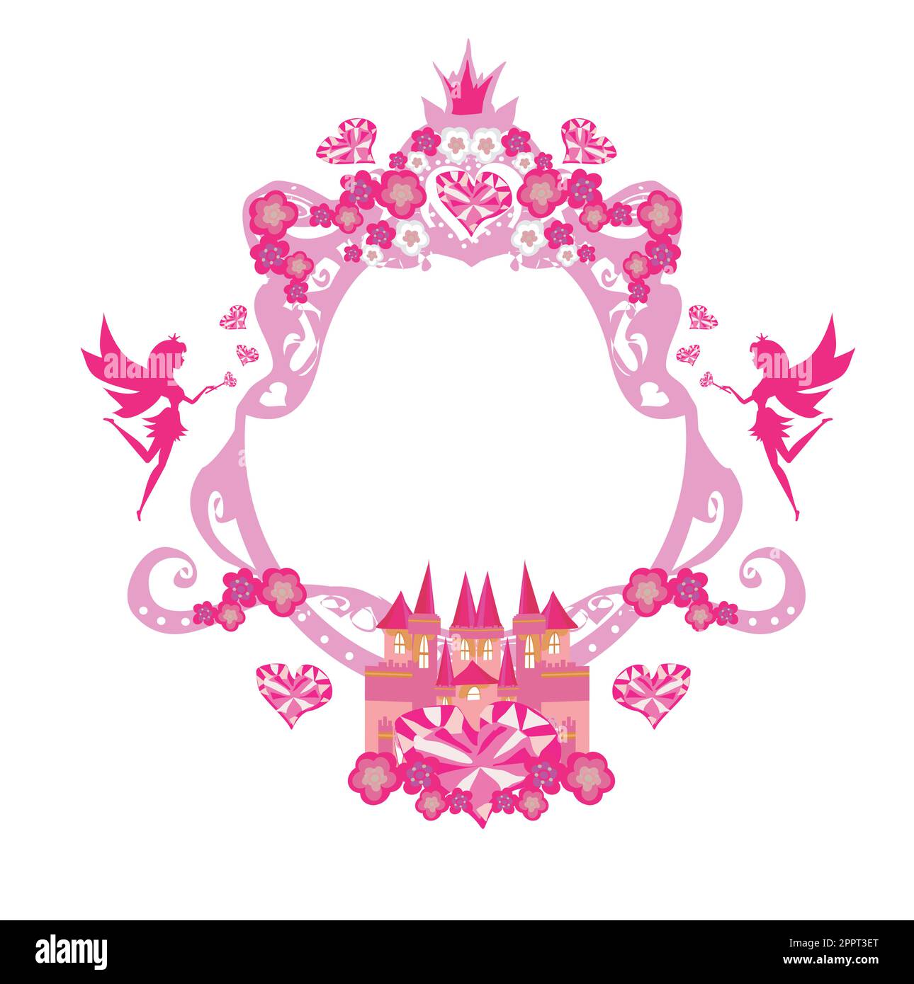 Fairytale frame with little fairies and castle Stock Vector Image & Art ...