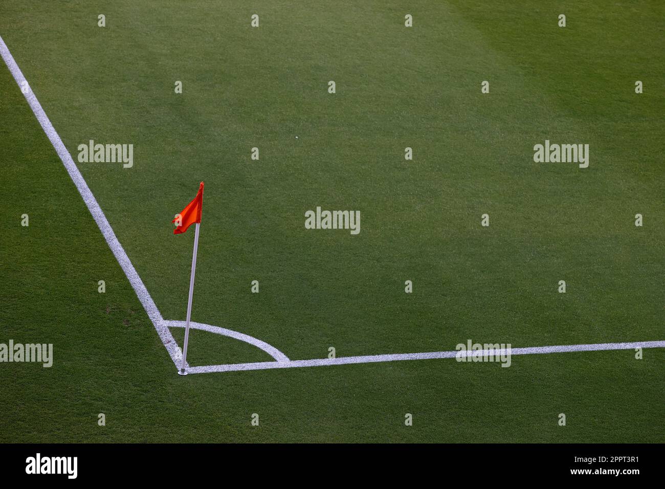 A general view of a corner kick view point as seen from an elevated ...