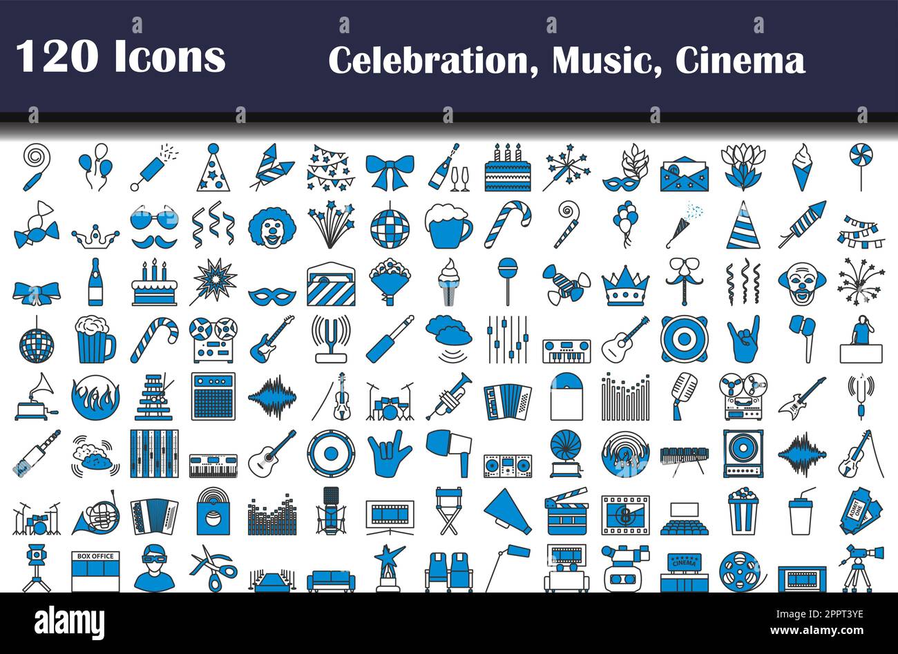 120 Icons Of Celebration, Music, Cinema Stock Vector Image & Art - Alamy
