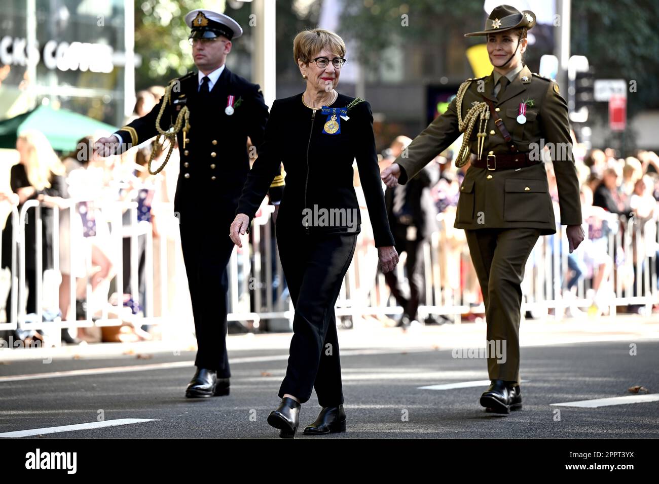NSW Governor Margaret Beazley leads the ANZAC Day March in Sydney ...