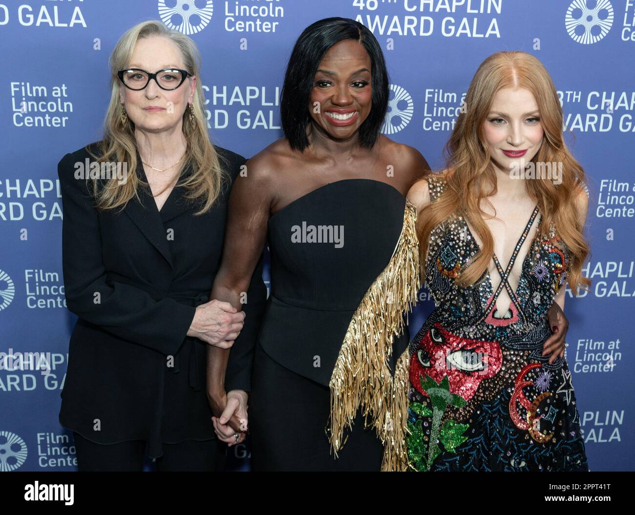 Meryl Streep, Viola Davis and Jessica Chastain attend the 48th Chaplin ...