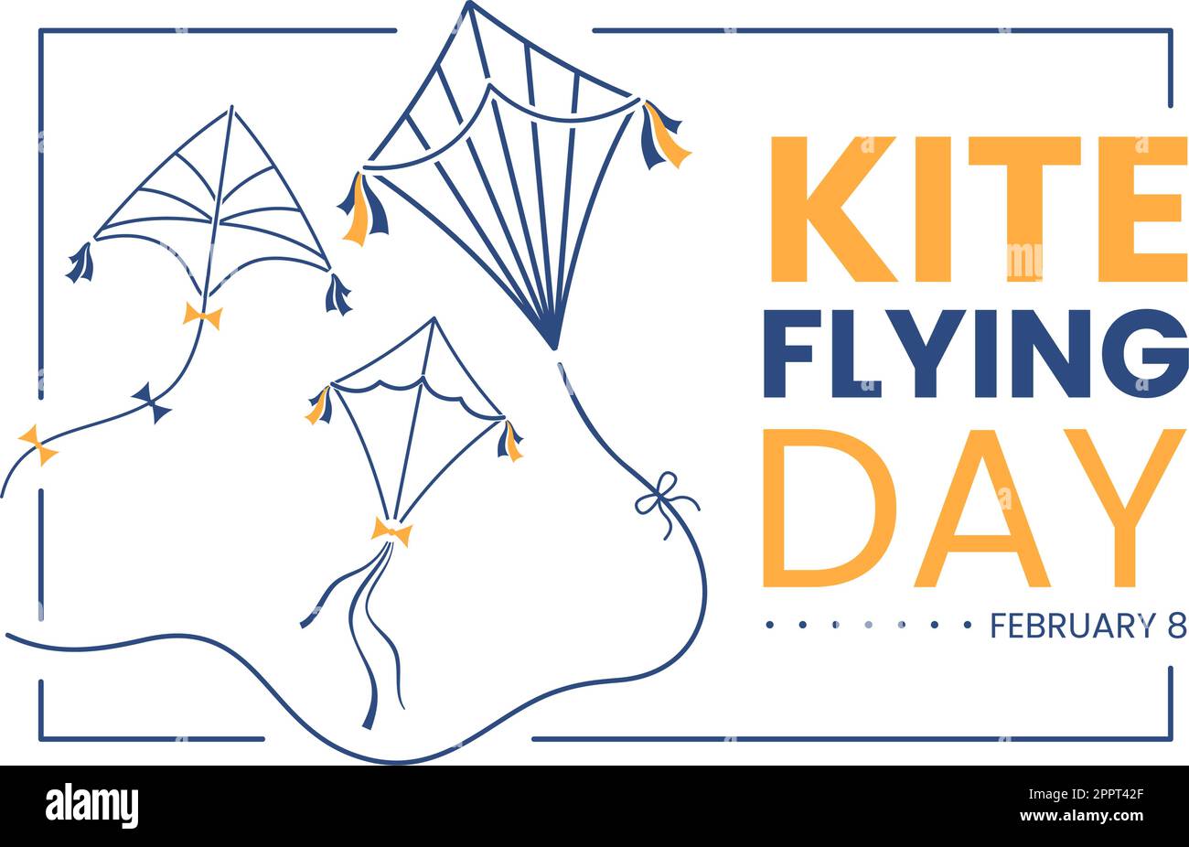 National Kite Flying Day on February 8 of Sunny Sky Background in Kids ...