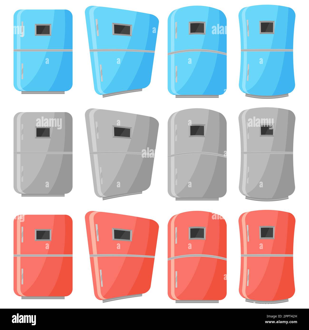 Detailed Colored Fridge Set for Home Preserve Food. Vertical ...