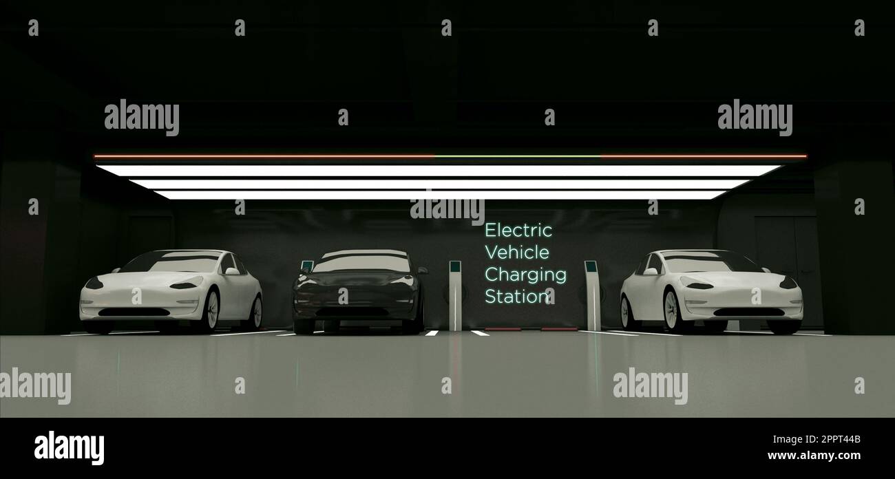 EV Charging station 3d graphic Stock Photo - Alamy