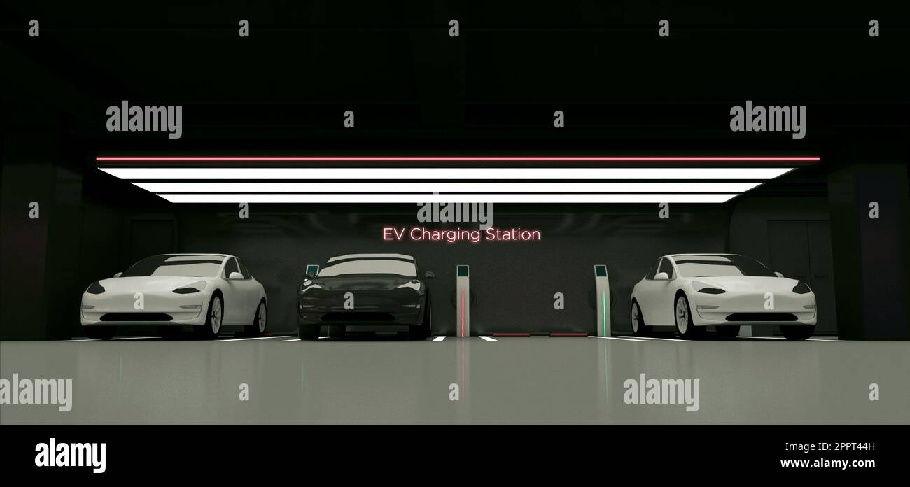EV Charging station 3d graphic Stock Photo - Alamy