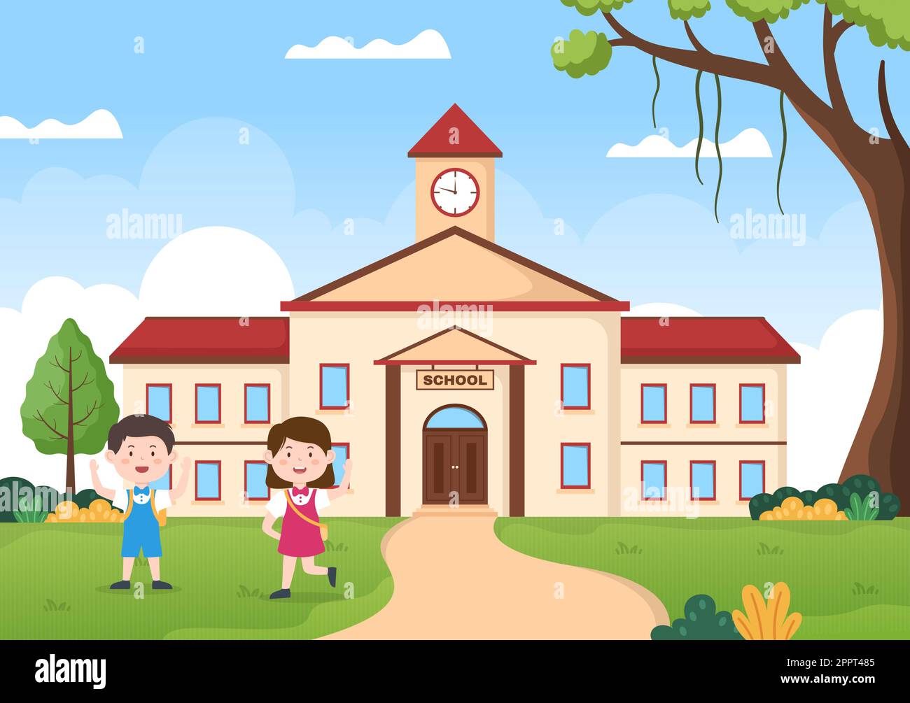 Students Leave School Building After Class or Program and Back to Home ...