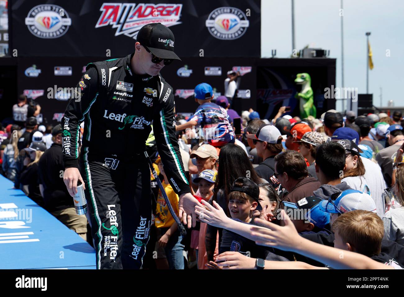 Justin Haley gets fans before a NASCAR Cup Series auto race at ...