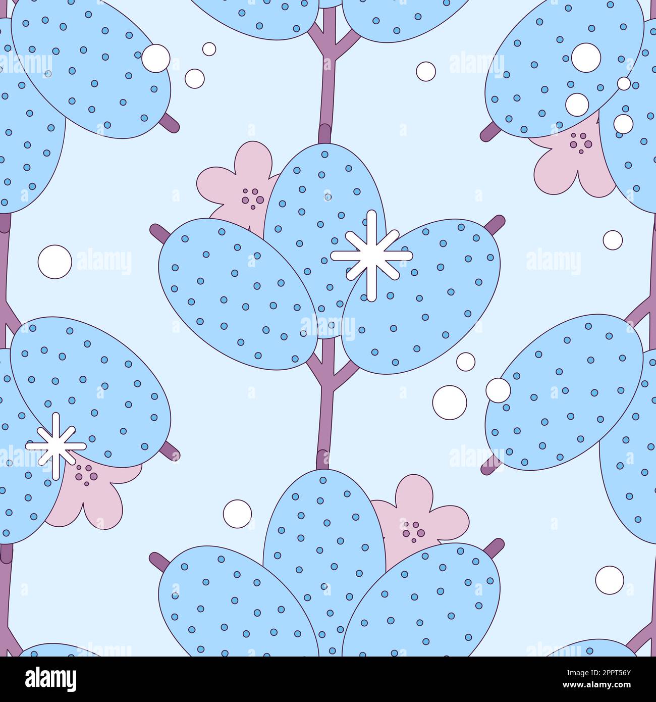 Snowy floral seamless pattern. Winter garden. Repeating background of ...