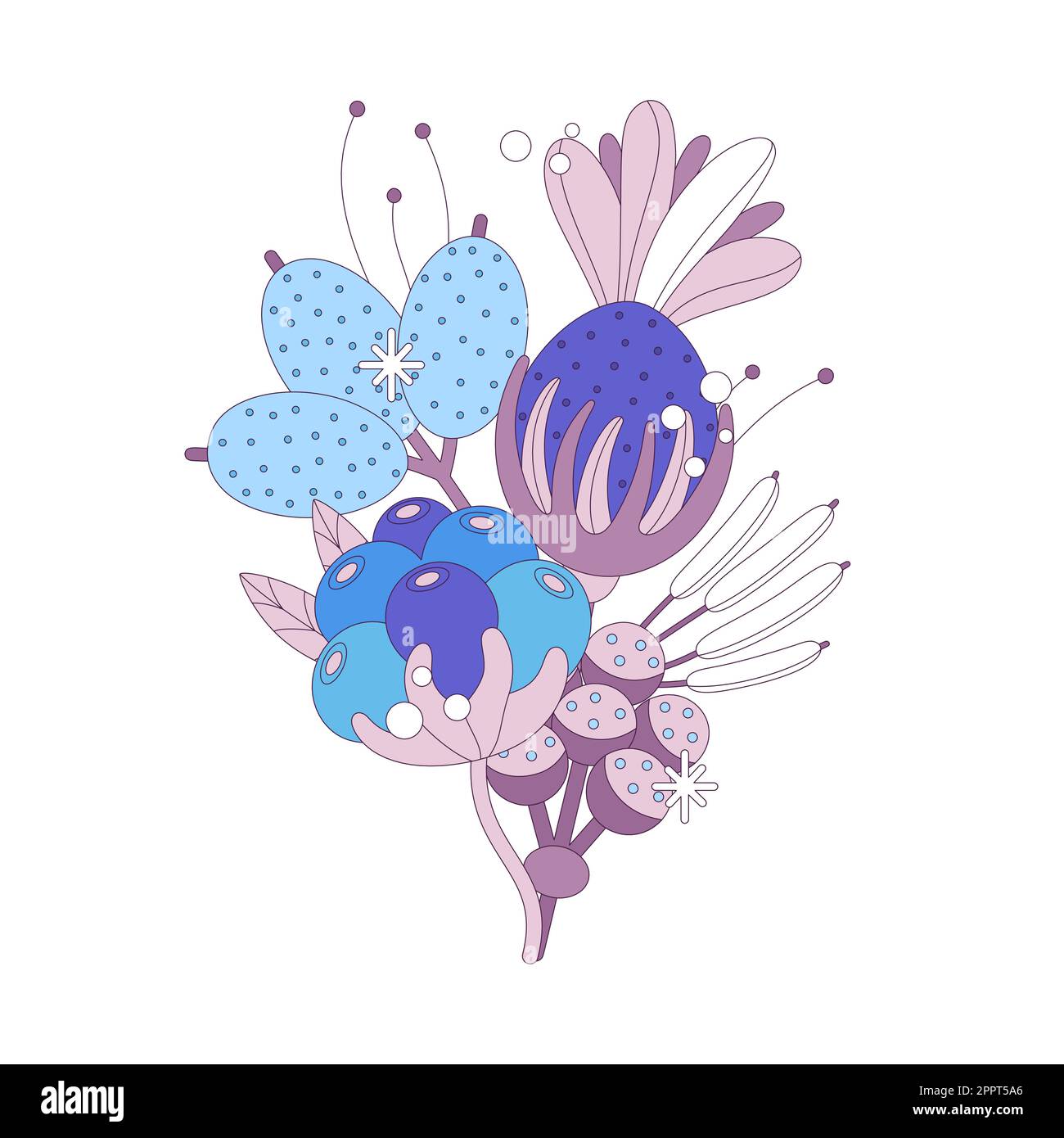 Winter snowy bouquet isolated on white background. Floral composition ...