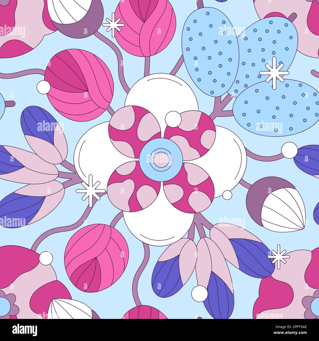 Snowy floral seamless pattern. Winter garden. Repeating background of ...