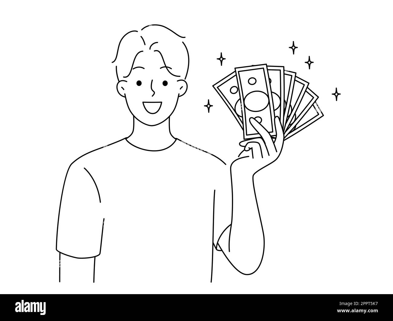 Happy man cash money Black and White Stock Photos & Images - Alamy