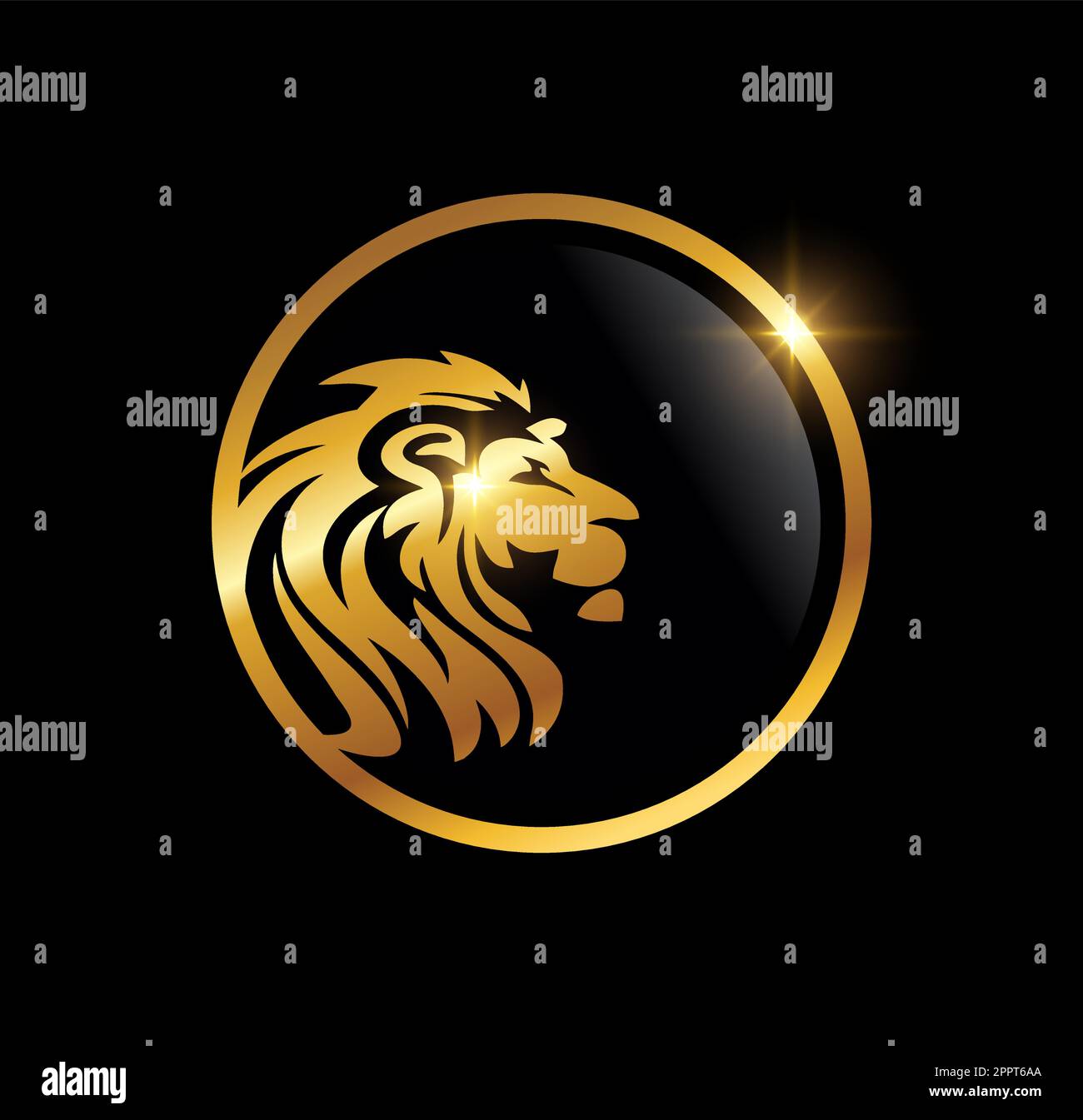 Golden Lion Head In Circle Logo Vector Stock Vector Image & Art - Alamy