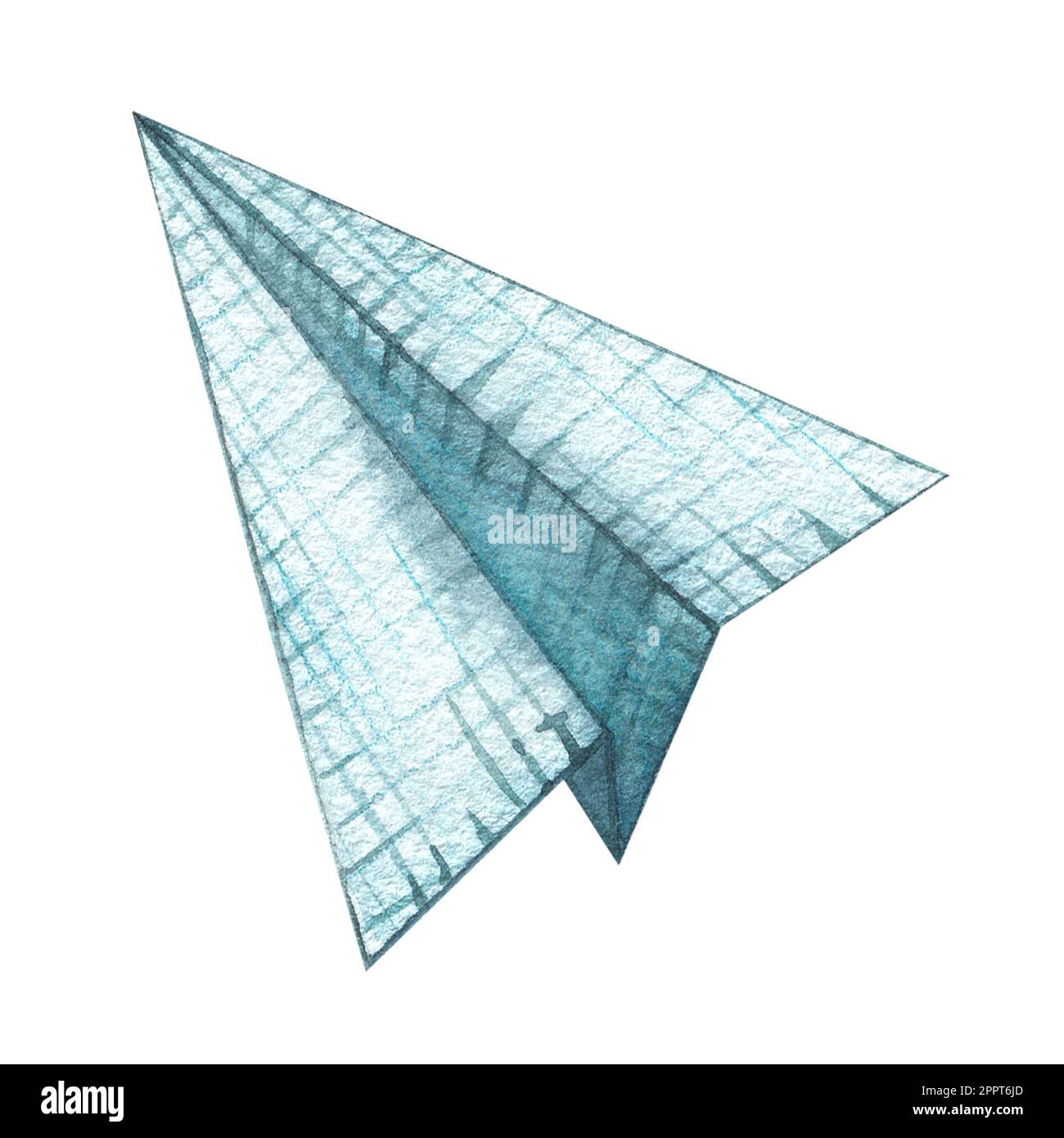 Checkered watercolor paper airplane isolated on white. Illustration ...