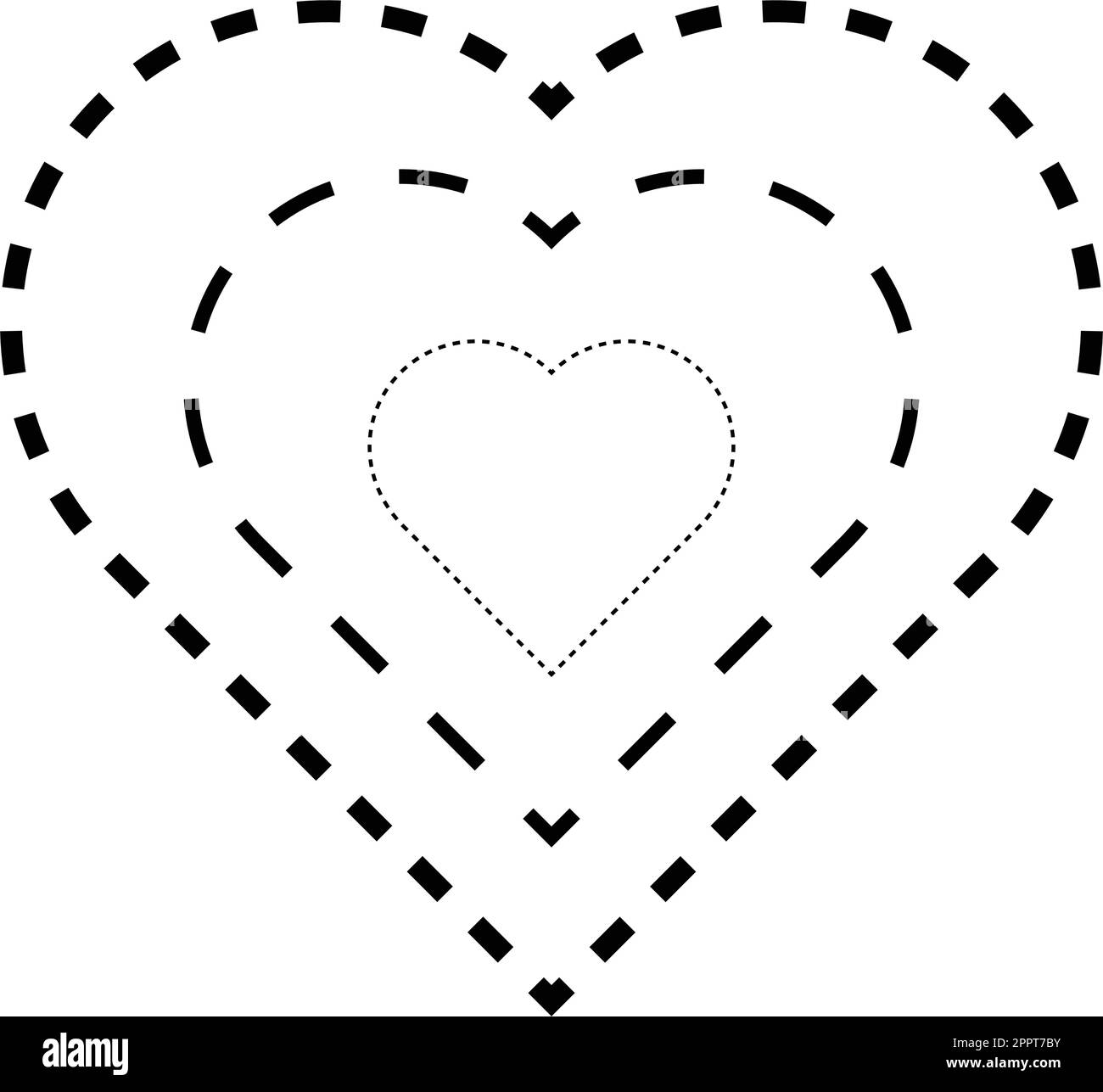Tracing heart shape symbol, dashed and dotted broken line element for ...
