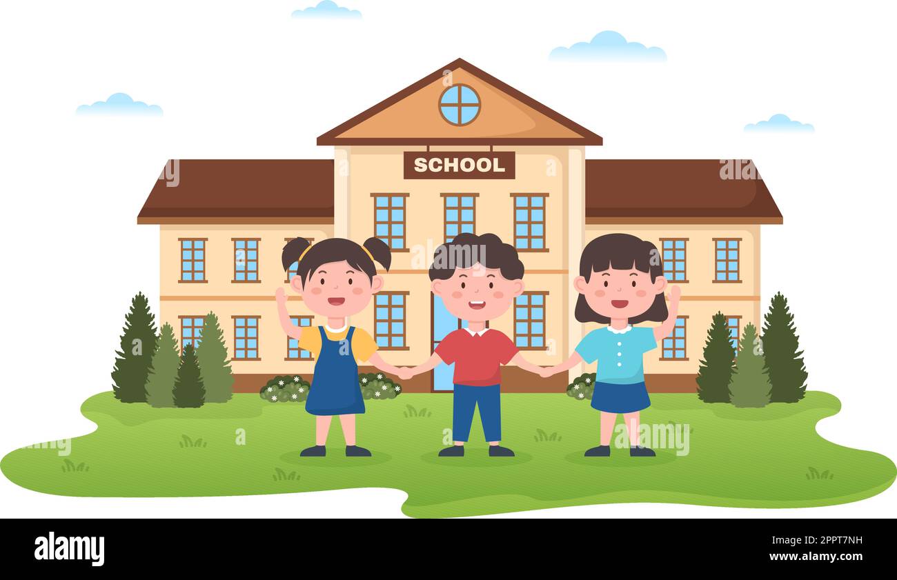 Students Leave School Building After Class or Program and Back to Home ...