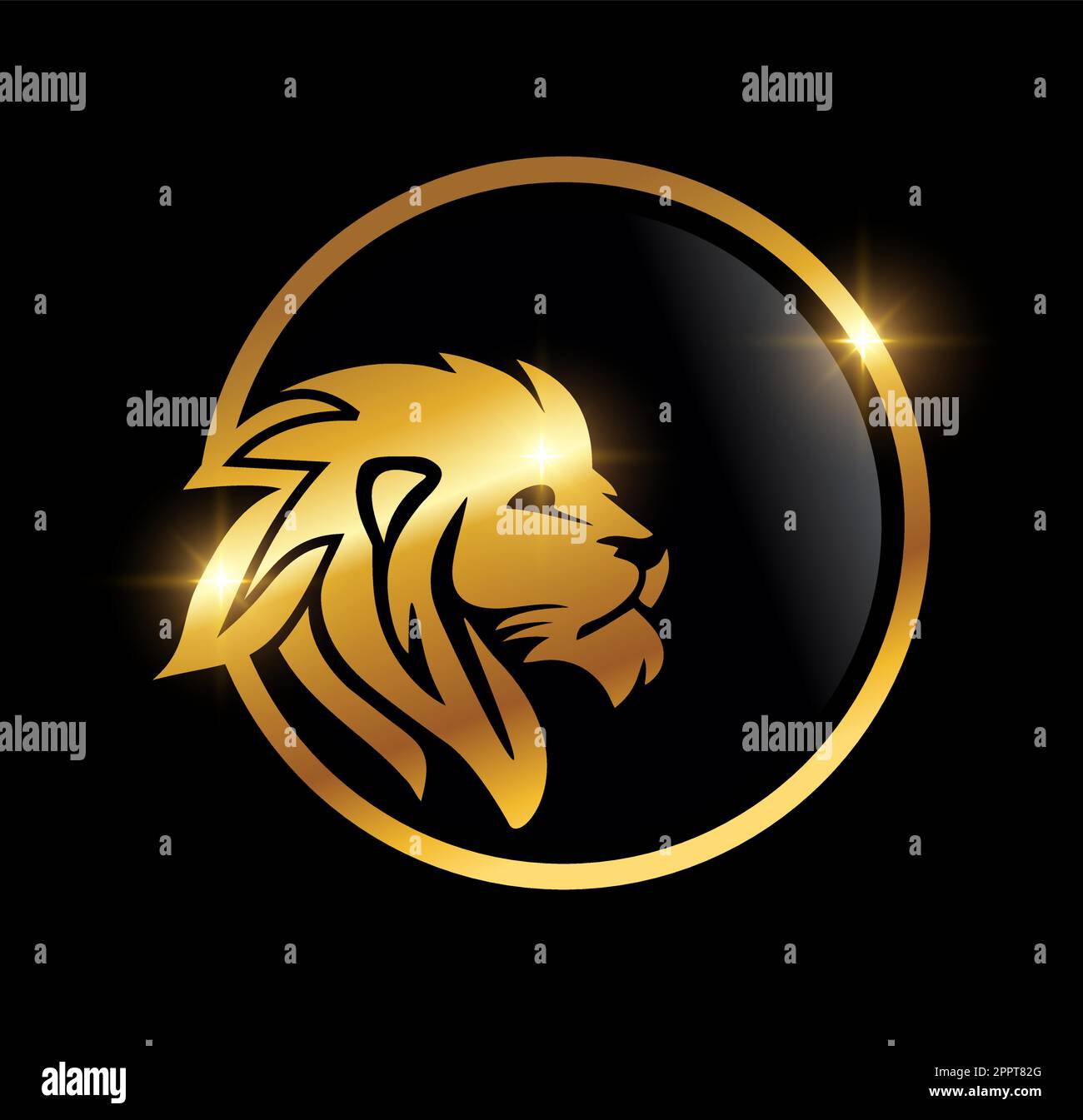 Golden Lion Head In Circle Logo Vector Stock Vector Image & Art - Alamy
