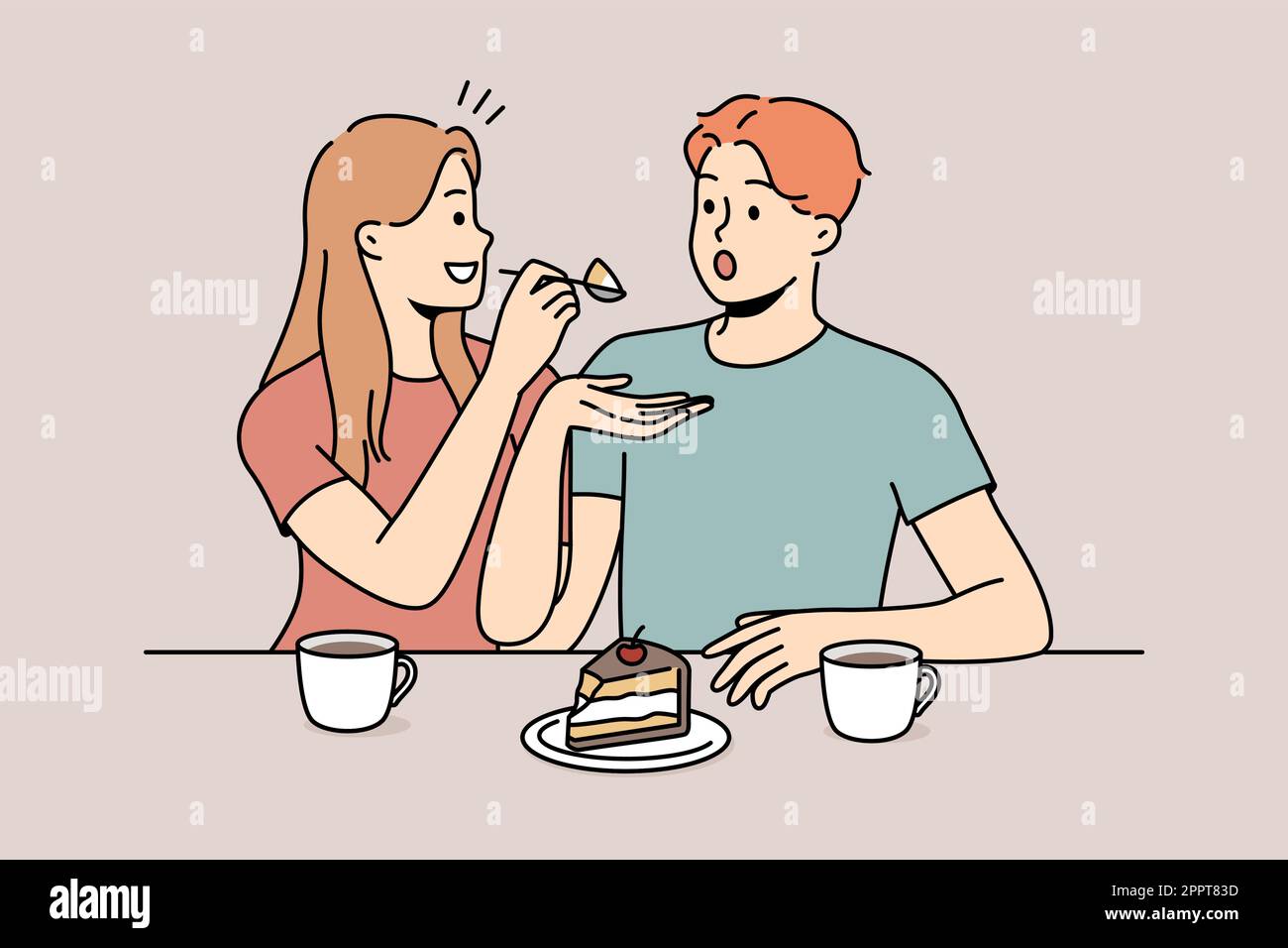 Man eating cake happy Stock Vector Images - Alamy