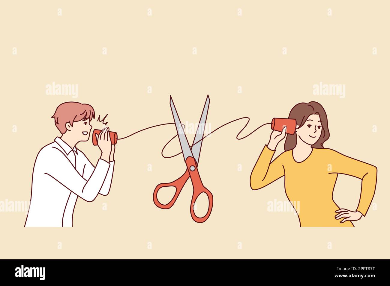 Scissors cut thread connecting couple talking Stock Vector Image & Art ...