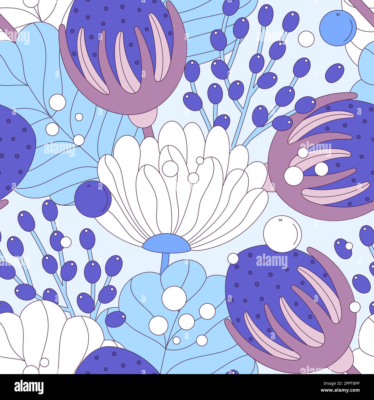 Snowy floral seamless pattern. Winter garden. Repeating background of ...