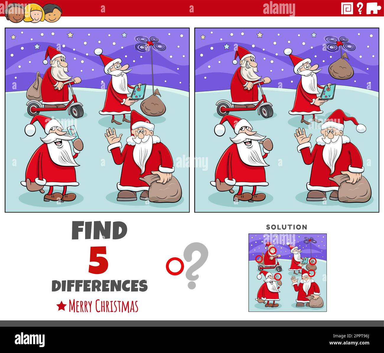 differences game for children with Santa Clauses characters Stock ... differences game for children with Santa Clauses characters Stock ...