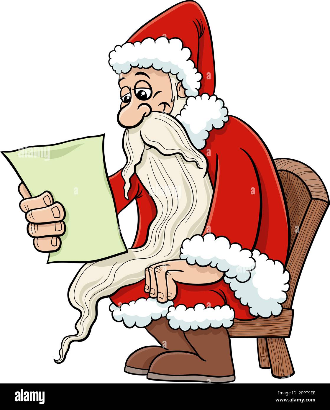 cartoon Santa Claus reading a letter on Christmas time Stock Vector ...