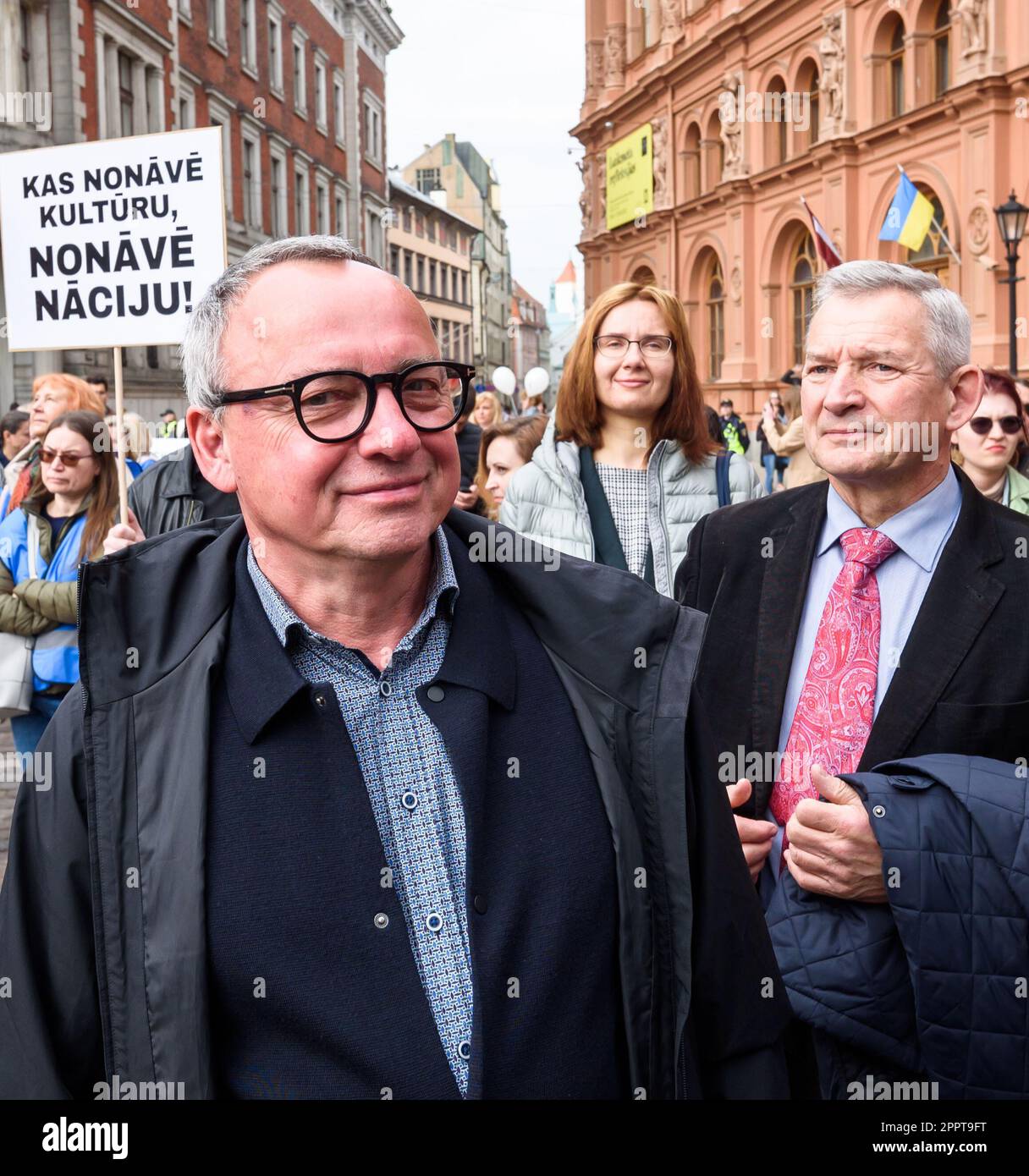 RIGA, Latvia. Kristaps Zarins (L), Artist and Professor of the Art ...