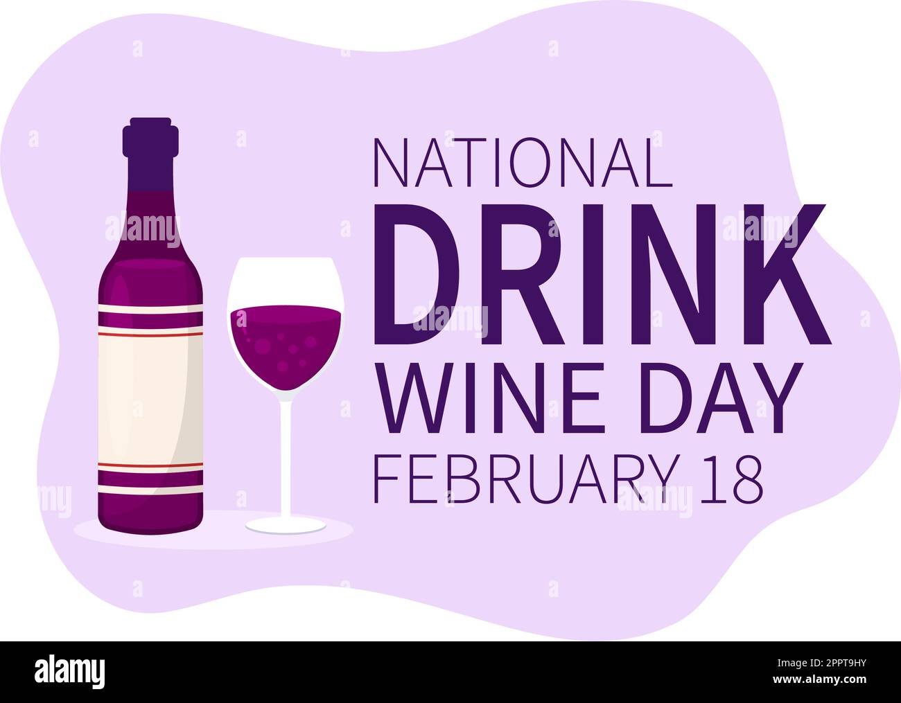 National Drink Wine Day on February 18 with Glass of Grapes and Bottle ...