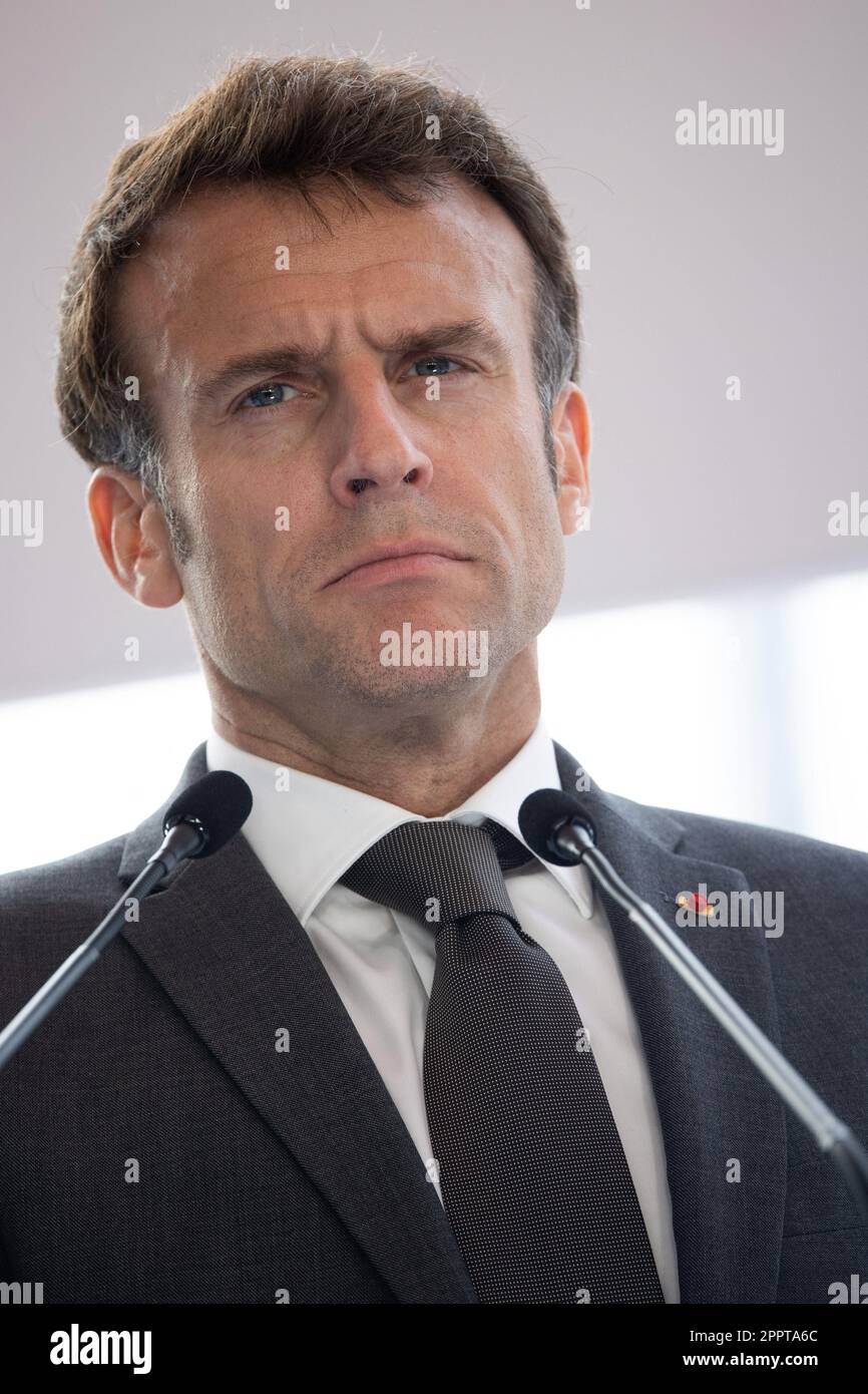Ostend, Belgium. 24th Apr, 2023. French President Emmanuel Macron ...